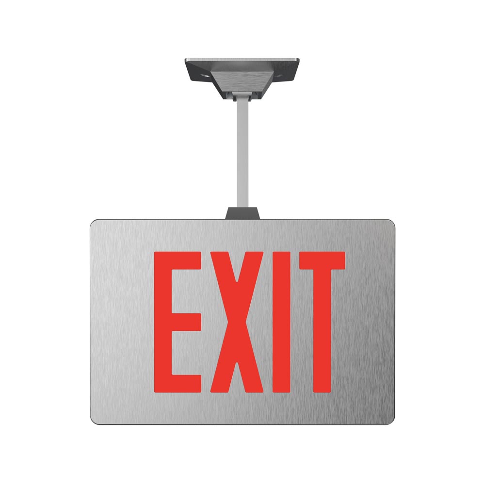 Brushed aluminum exit signs | Wet location and hybrid options | Isolite