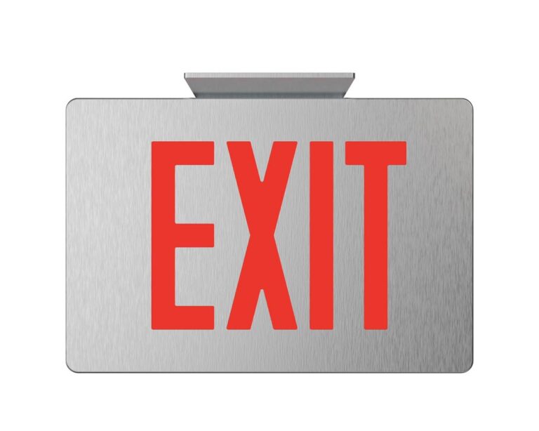 Brushed aluminum exit signs | Wet location and hybrid options | Isolite