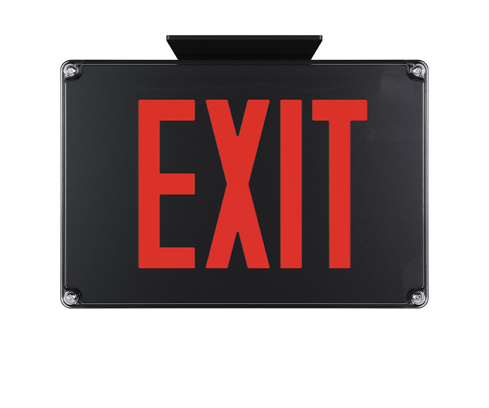 Brushed aluminum exit signs | Wet location and hybrid options | Isolite