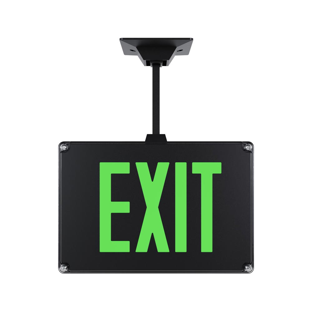 Brushed aluminum exit signs | Wet location and hybrid options | Isolite
